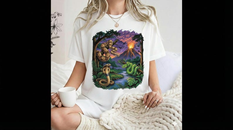 Volcano Reptiles Shirt, Exotic Snake Jungle T-shirt, Cobra Python Boa ...