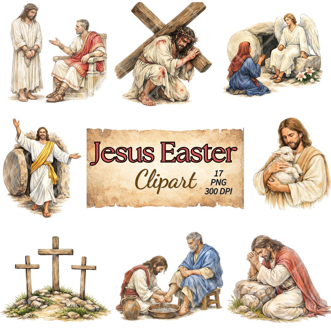 Christian Easter Clipart Bundle | Jesus Resurrection, Empty Tomb, Cross ...