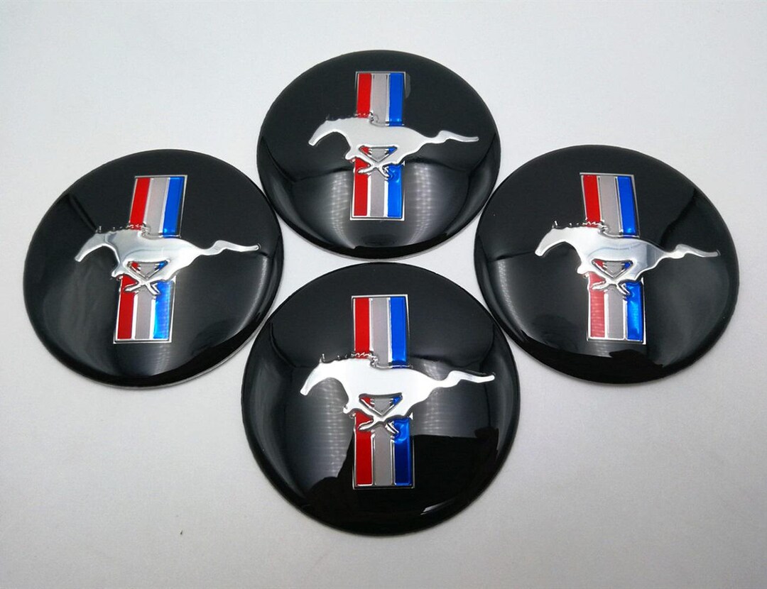 Set of 4 Mustang Wheel Center Stickers - 65mm for Ford, High Quality ...