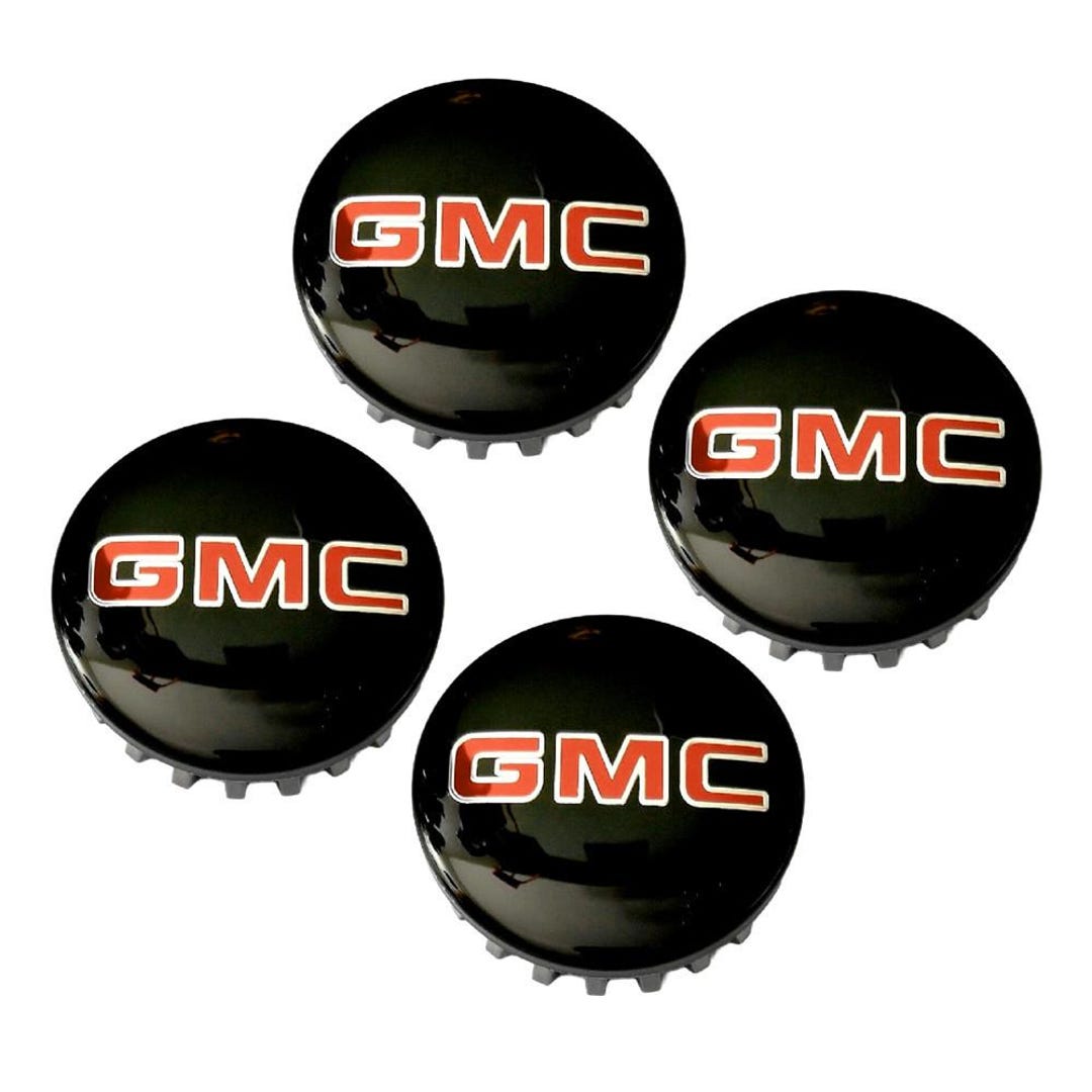 Set of 4 Glossy Black With Red Logo Aluminum 83mm Wheel Center Caps for ...