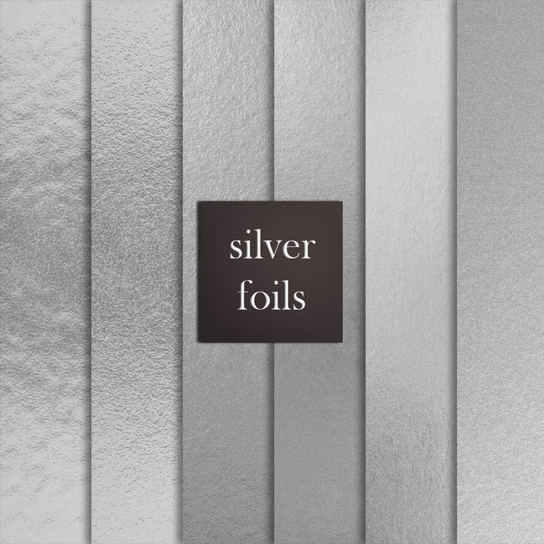 12 Silver Foil Digital Papers, Silver Digital Papers, Digital Silver ...