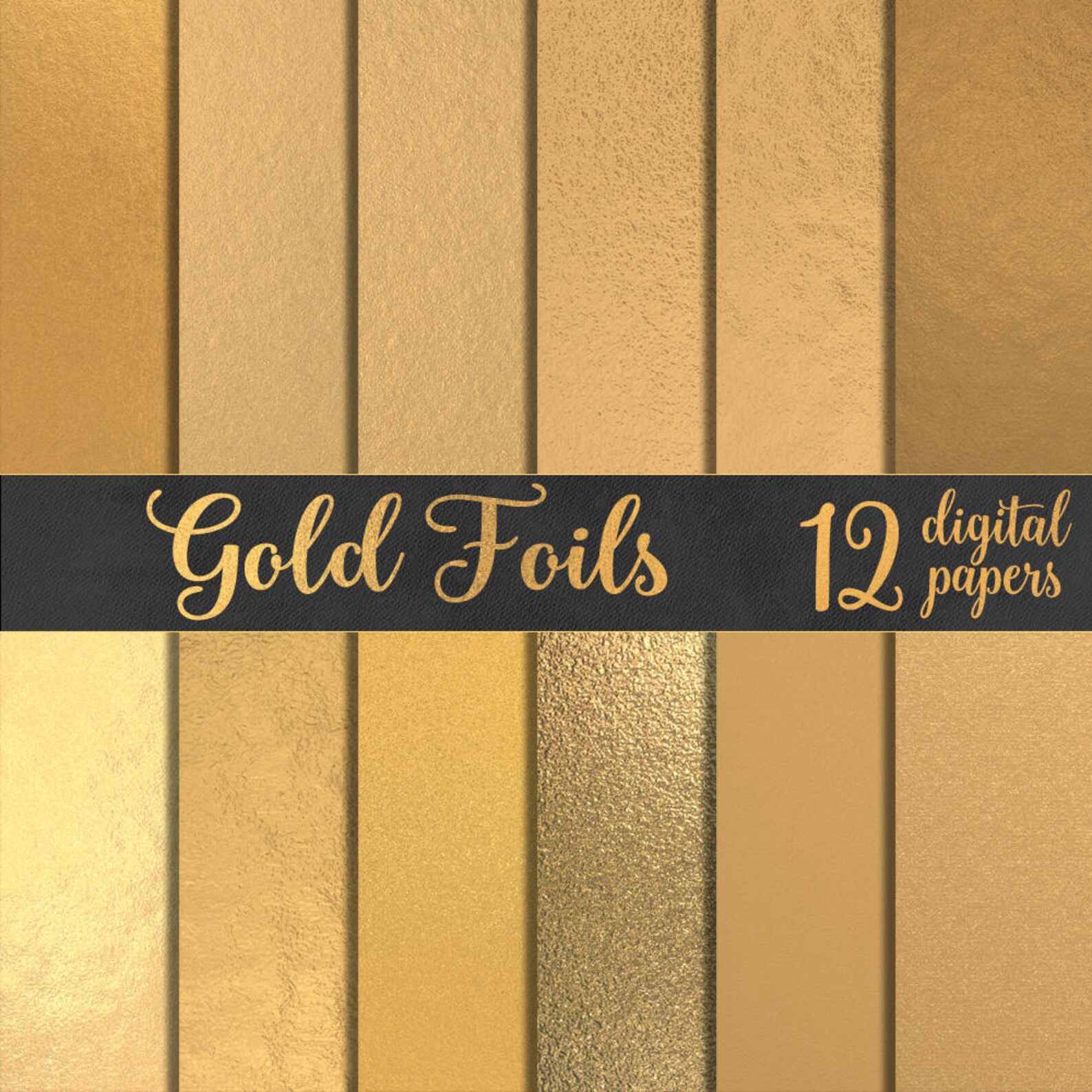 12 Gold Foil Digital Papers Gold Digital Papers Digital Gold - Etsy UK