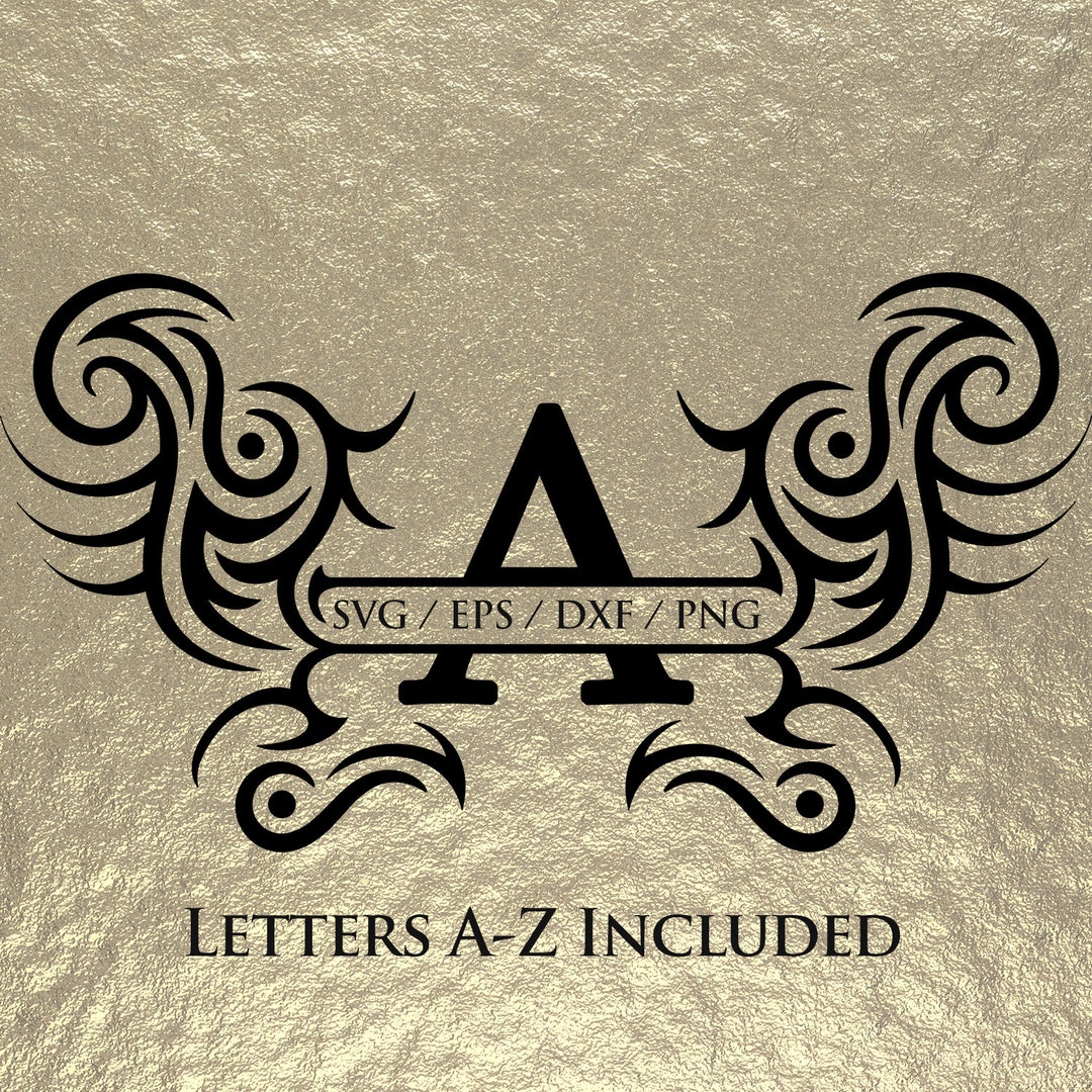 Tribal Split Monogram Svg, Alphabet Letters A-Z, Split Monogram Font ...