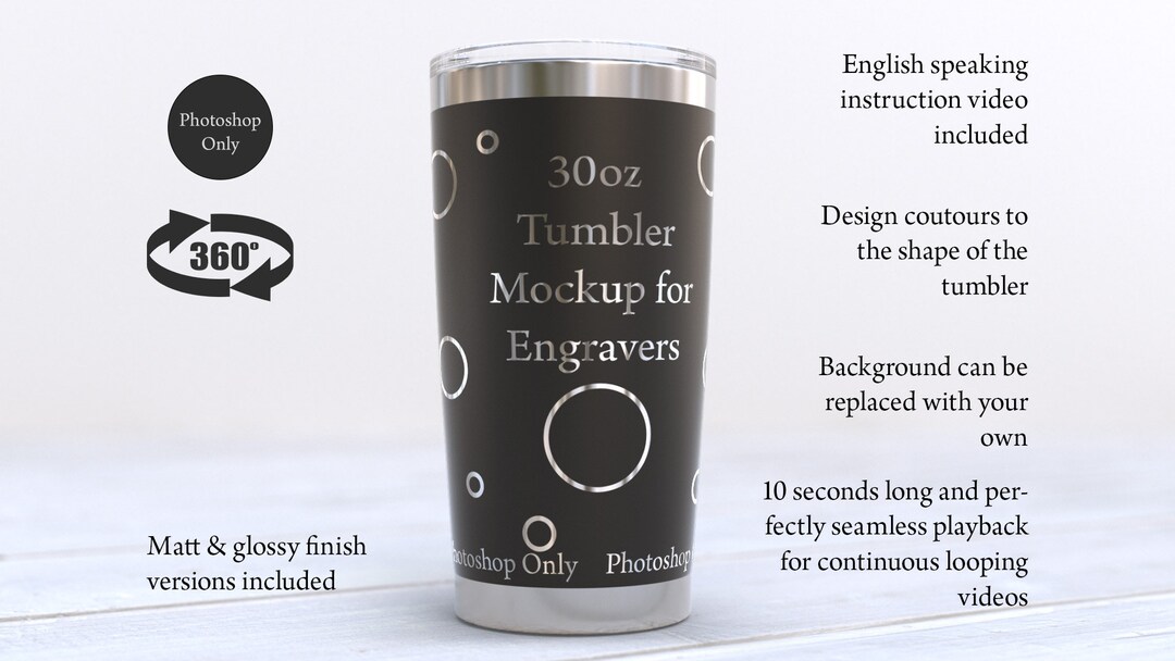 Laser Engravers 20oz Tumbler Mockup Animation, Tumbler Video, Spinning ...