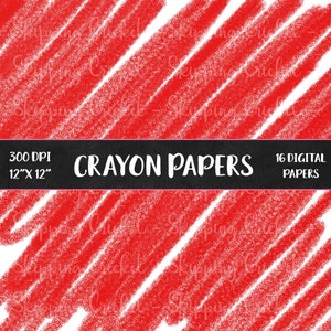 16 Crayon Digital Paper, Sketch Background, Kids Digital Paper ...