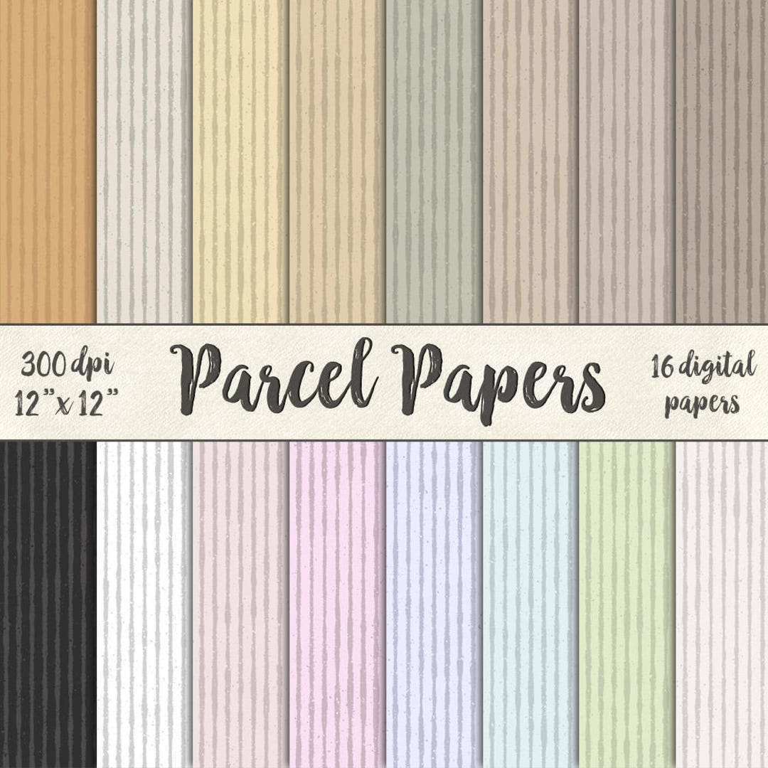 Striped Digital Paper, Pastel Digital Paper, Parcel Paper, Kraft Stripe ...