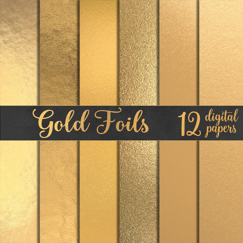12 Gold Foil Digital Papers Gold Digital Papers Digital Gold - Etsy UK