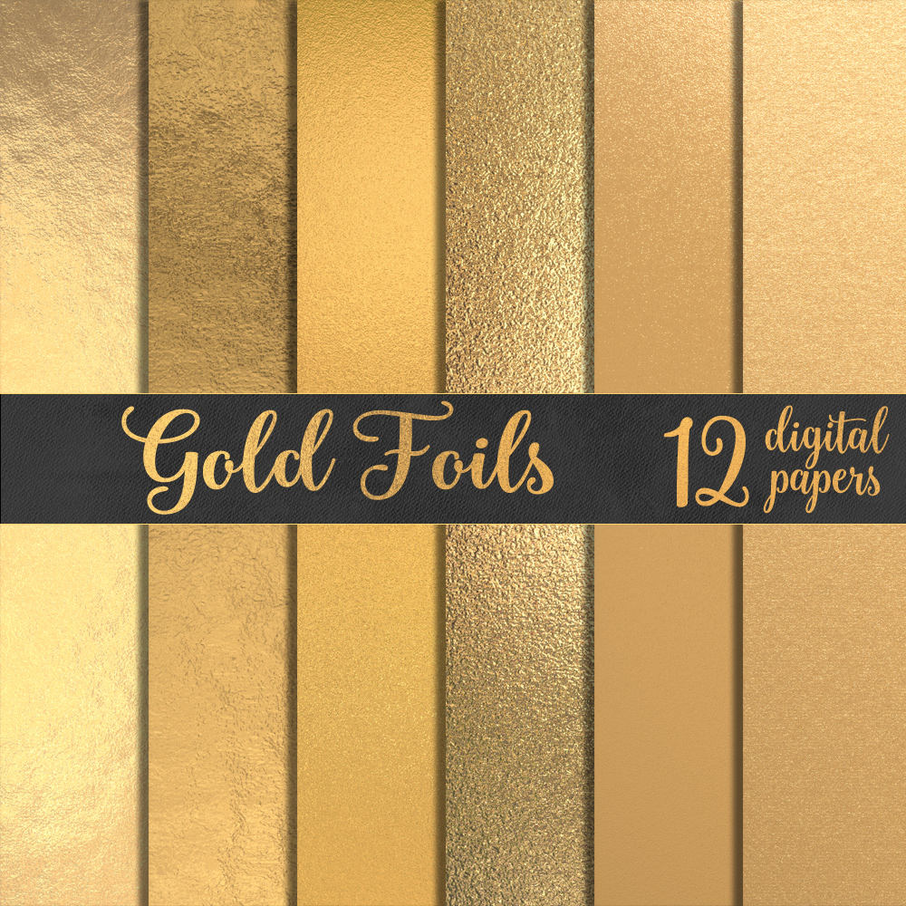 12 Gold Foil Digital Papers Gold Digital Papers Digital Gold - Etsy UK