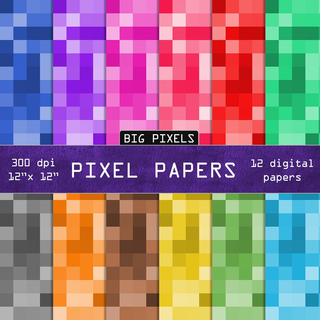 Pixel Digital Paper, Pixel Scrapbooking Paper, Pixel Digital Downloads ...