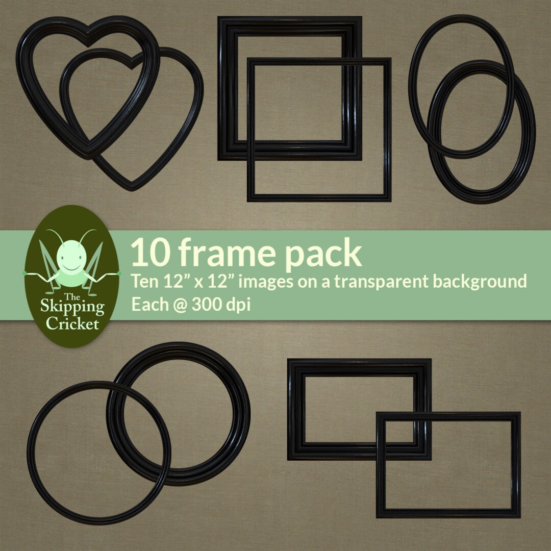 Black Painted Effect Contemporary Digital Frames - Digital Download - Etsy