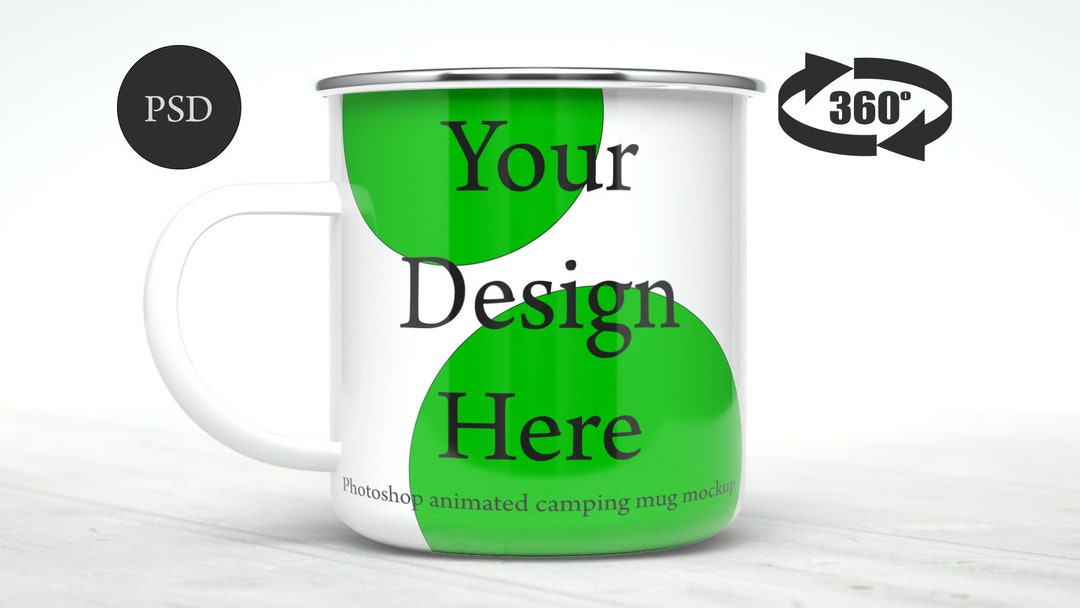 12oz Camping Mug Animation, Mug Video, Spinning Mug Mock Up, Animated ...