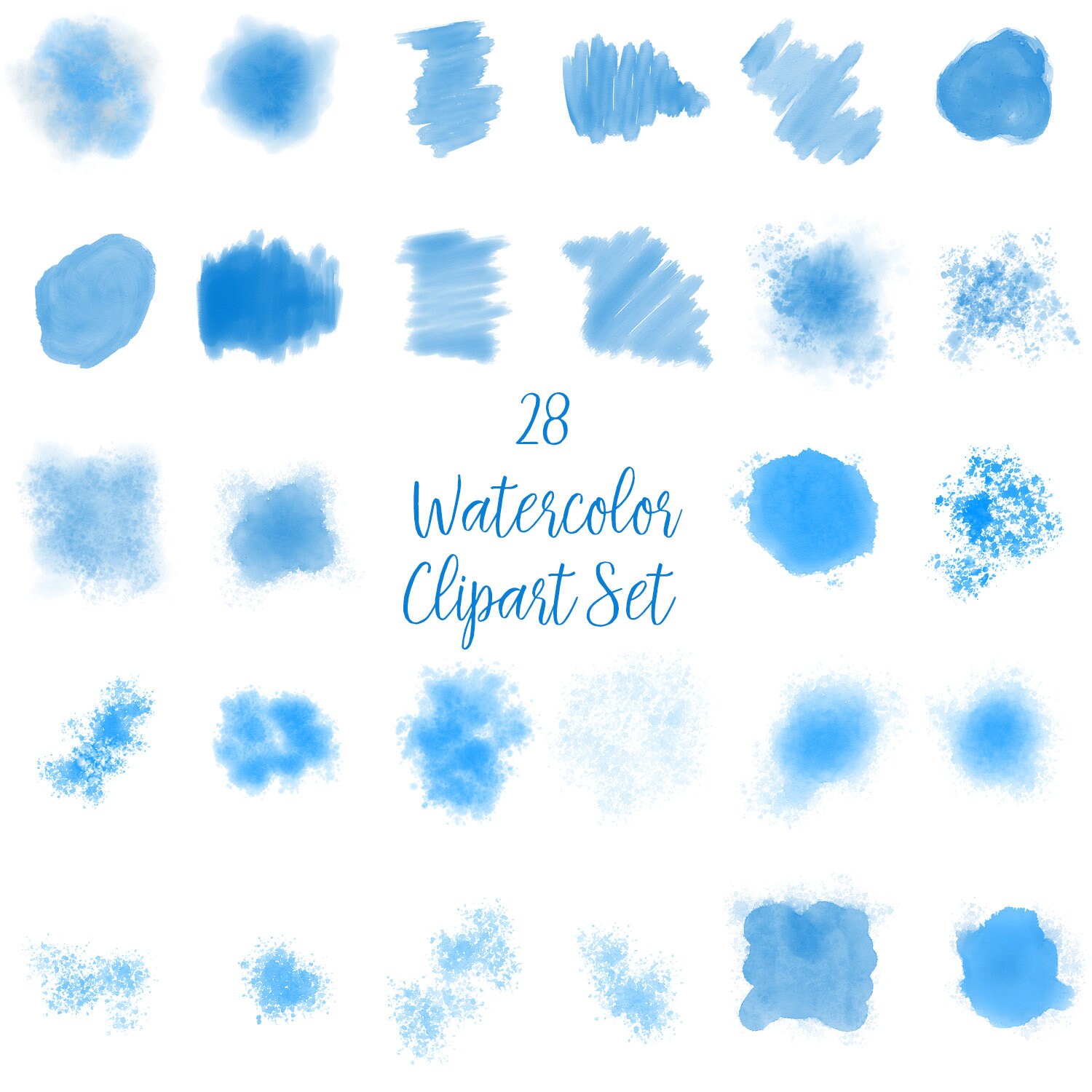 28 Watercolor pngs clipart small brush splodges splashes | Etsy