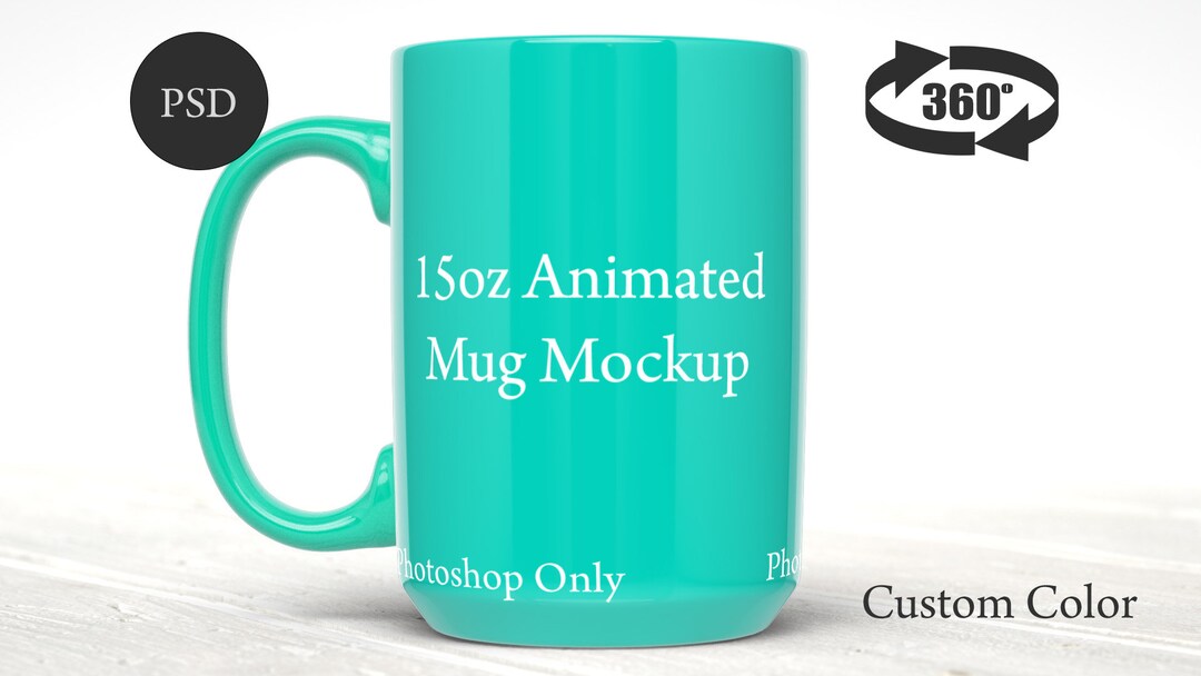 15oz Custom Color Mug Animation, Mug Video, Spinning Mug Mock Up ...