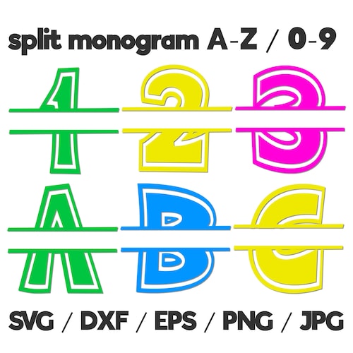 Split Monogram Svg/dxf/png/pdf Alphabet Cut Files Digital - Etsy