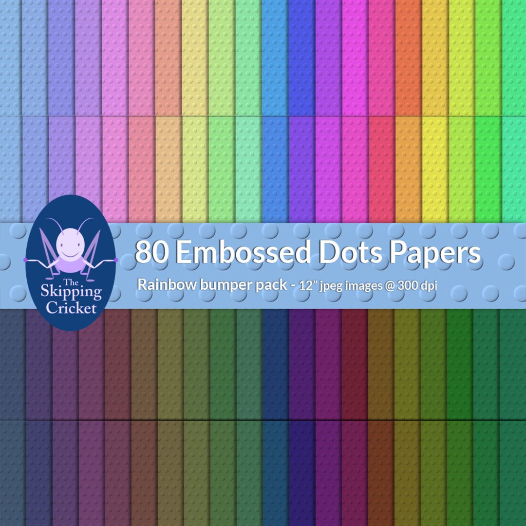 80 Rainbow Embossed Polka Dot Scrapbooking Papers, Dotty Digital Papers ...