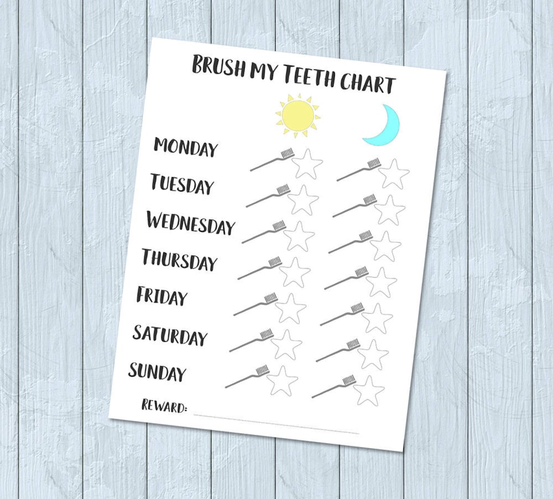 Simple Teeth Brushing Chart, Tooth Brushing Schedule, Weekly Brushing ...