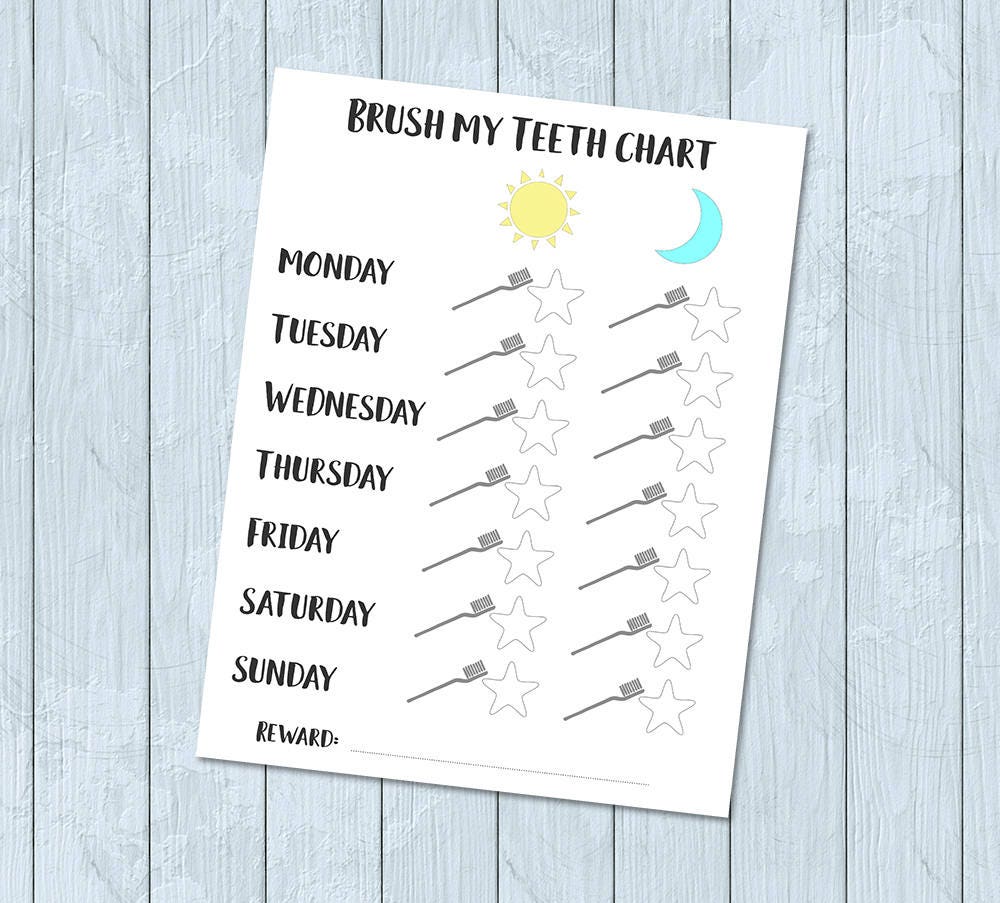 Simple Teeth Brushing Chart Tooth Brushing Schedule Weekly - Etsy Canada