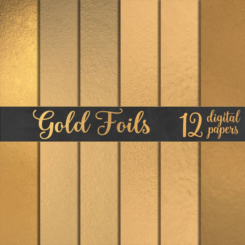 12 Gold Foil Digital Papers Gold Digital Papers Digital Gold - Etsy UK