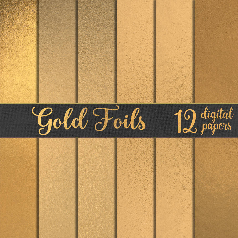 12 Gold Foil Digital Papers Gold Digital Papers Digital Gold - Etsy UK