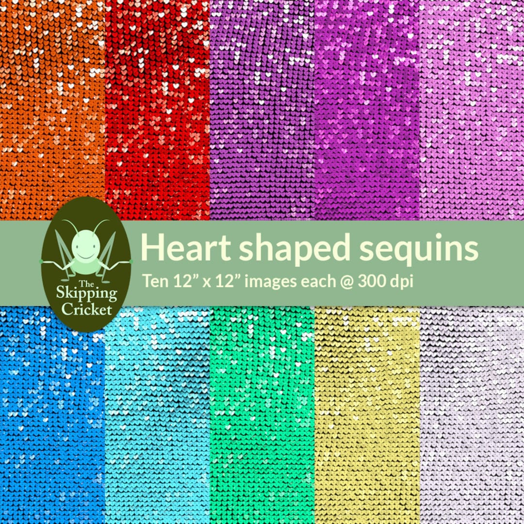 Heart Shaped Sequins Digital Paper, Glitter Digital Paper, Sequin ...