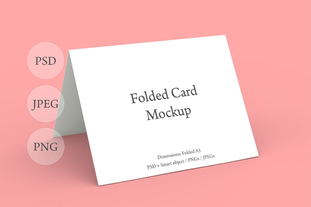 Folded A5 Card Mockup, 108 X 140mm, 41/2" X 5 1/2" Card, Upright, Tent ...