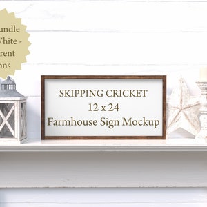 12x24 Farmhouse Sign Mockup, Simple Wood Frame, Cottage Styled Stock ...