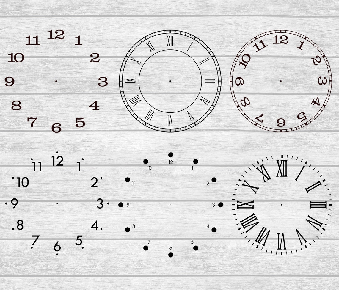 6 Clock Face Svg Bundle Dxf Eps Cut File for Cricut - Etsy