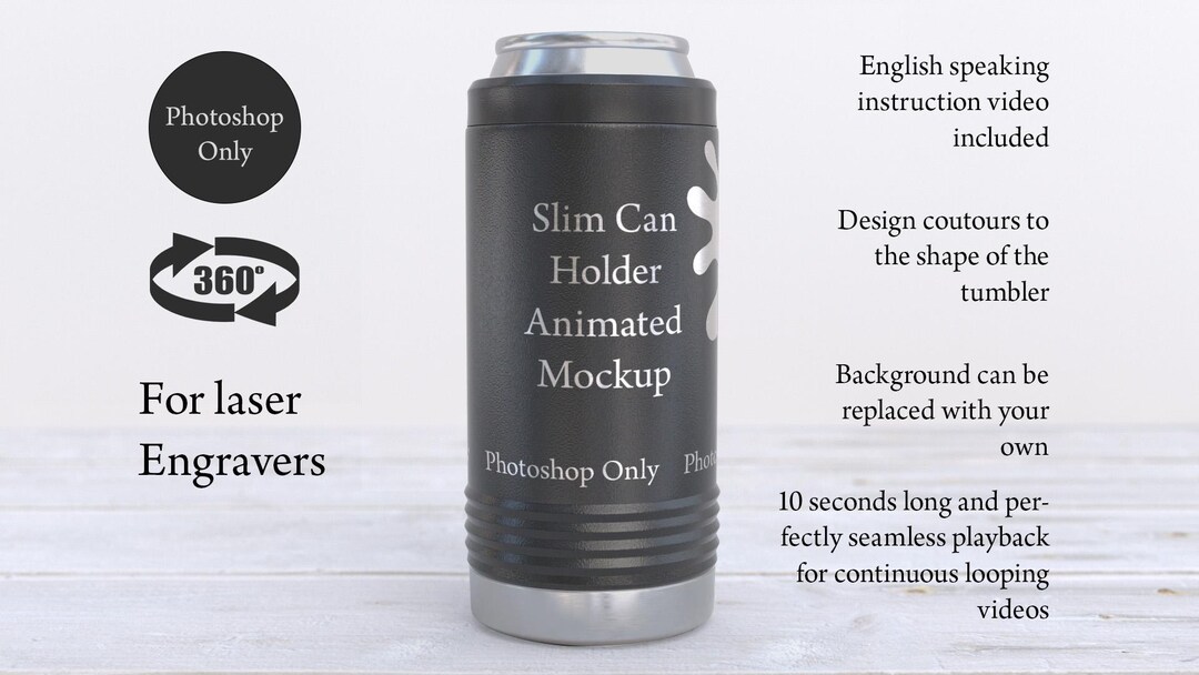 Slim Can Holder Mockup Animation: Laser Engravers Tumbler (digital ...