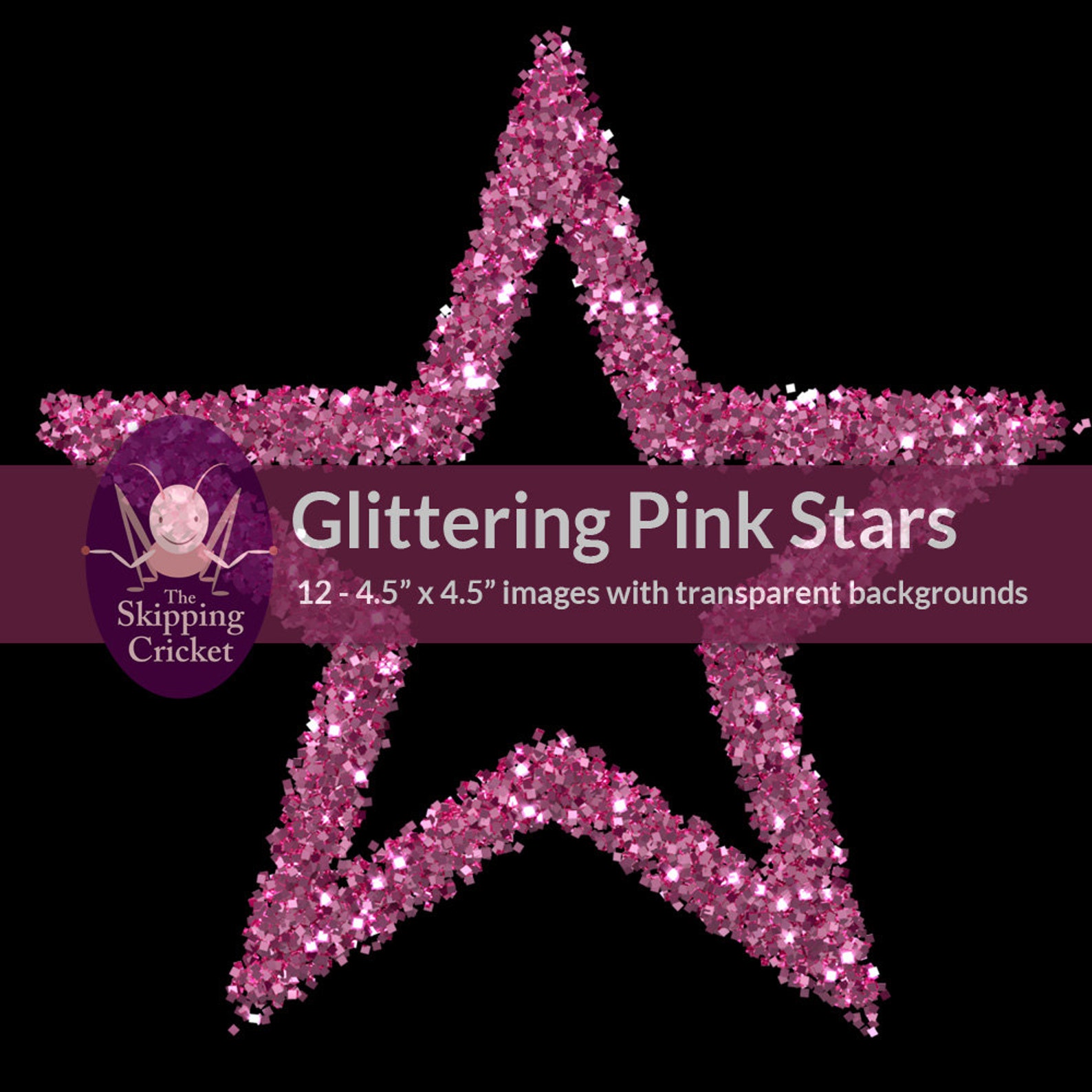 12 Glittering Pink Stars Clip Art Bright Sparkling Stars | Etsy