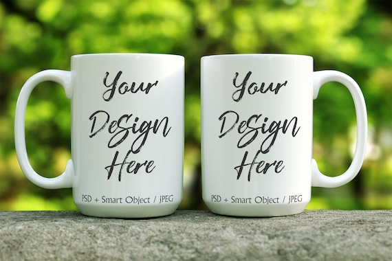 Two Mug Mockup 15oz Mugs Mock-up White Coffee Mug Mockup | Etsy