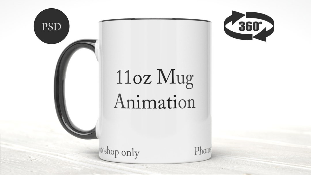 11oz White Mug Animation, Mug Video, Spinning Mug Mock Up, Animated Mug ...
