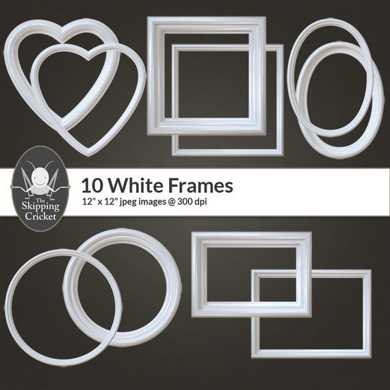 White Digital Frames White Frame Overlays Digital Frame - Etsy