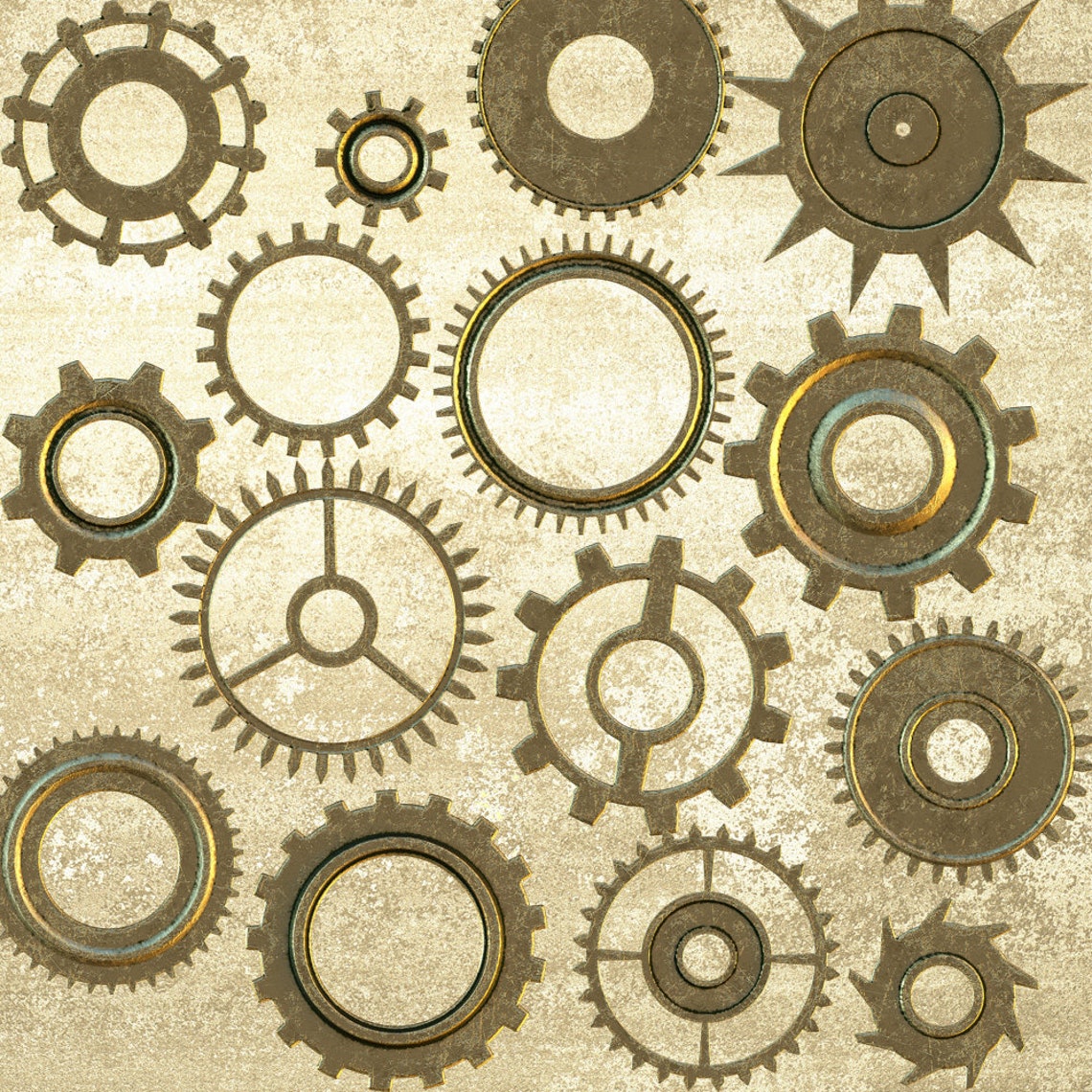 Steampunk clipart cogs and gears steampunk digital | Etsy