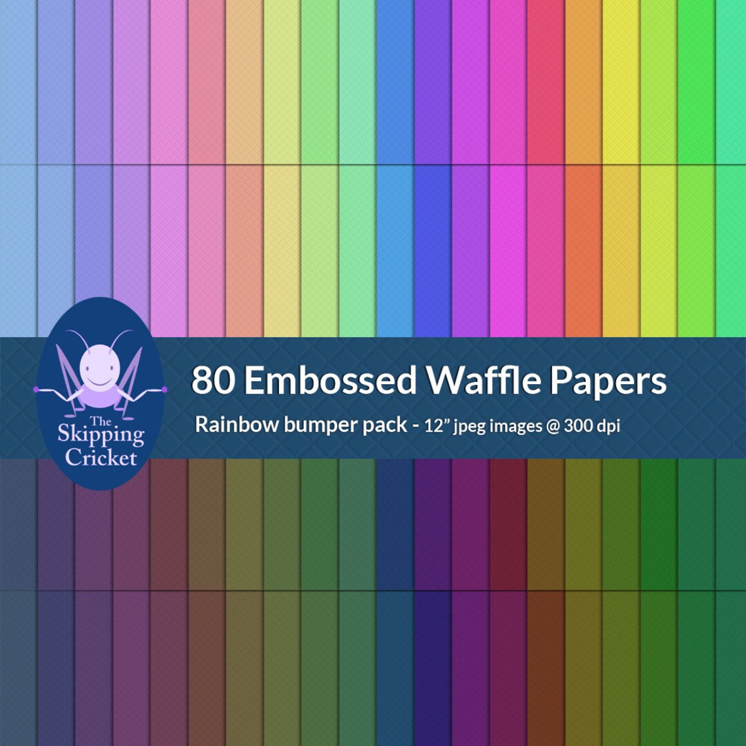80 Rainbow Colored Waffle Scrapbooking Papers, Waffle Digital Papers ...