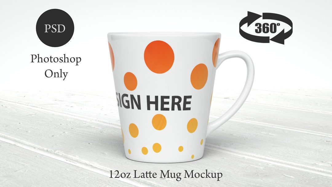 12oz Latte Mug Animation, Mug Video, Spinning Mug Mock Up, Animated Mug ...