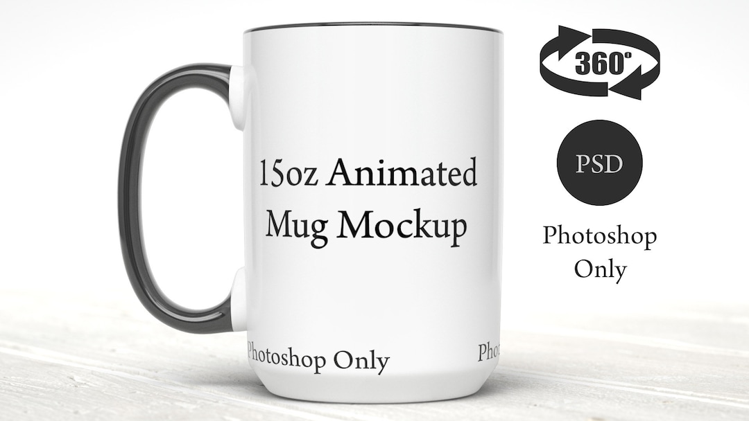 15oz White Mug Animation, Mug Video, Spinning Mug Mock Up, Animated Mug ...