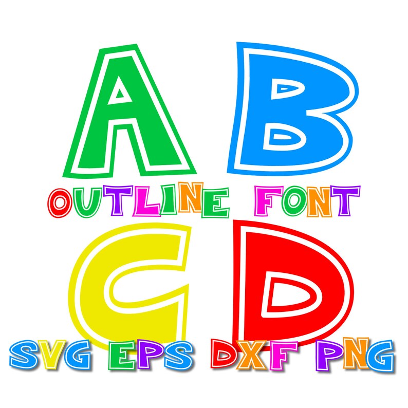 Outline Font SVG Outline Alphabet Svg Outline Letters Svg | Etsy