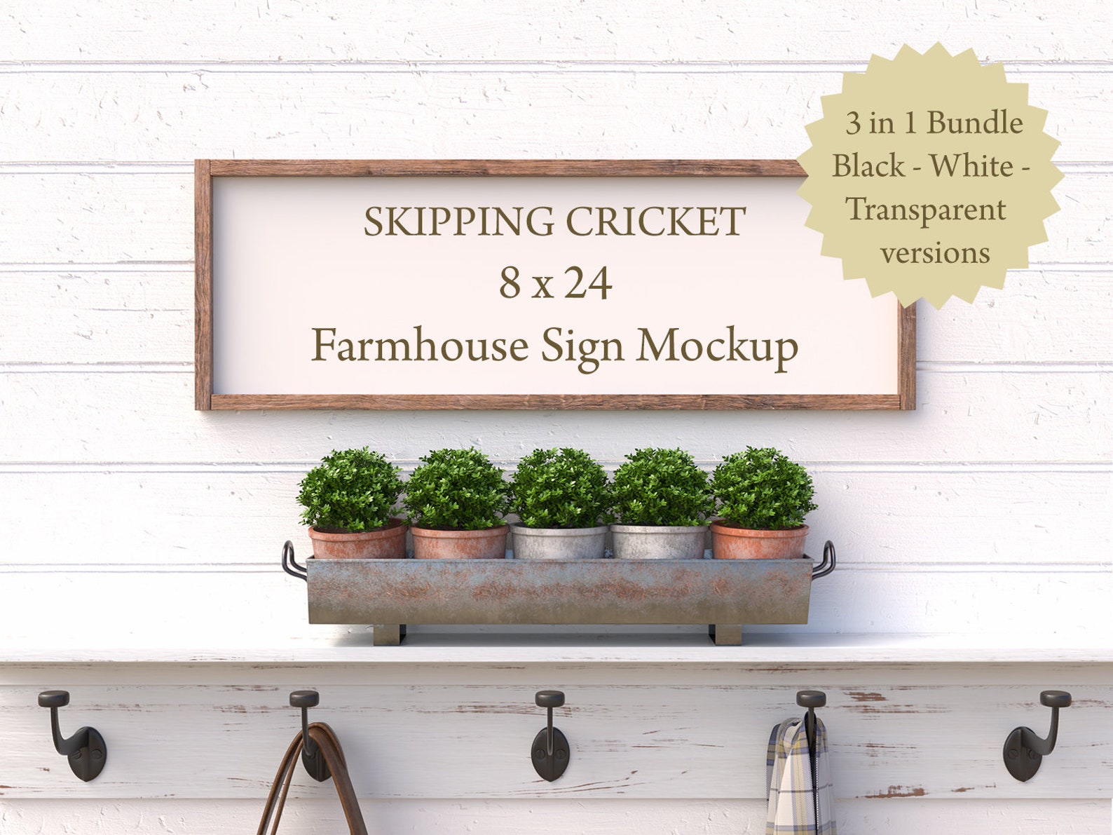 8x24 Farmhouse Sign Mockup Simple Wood Frame Cottage Styled | Etsy