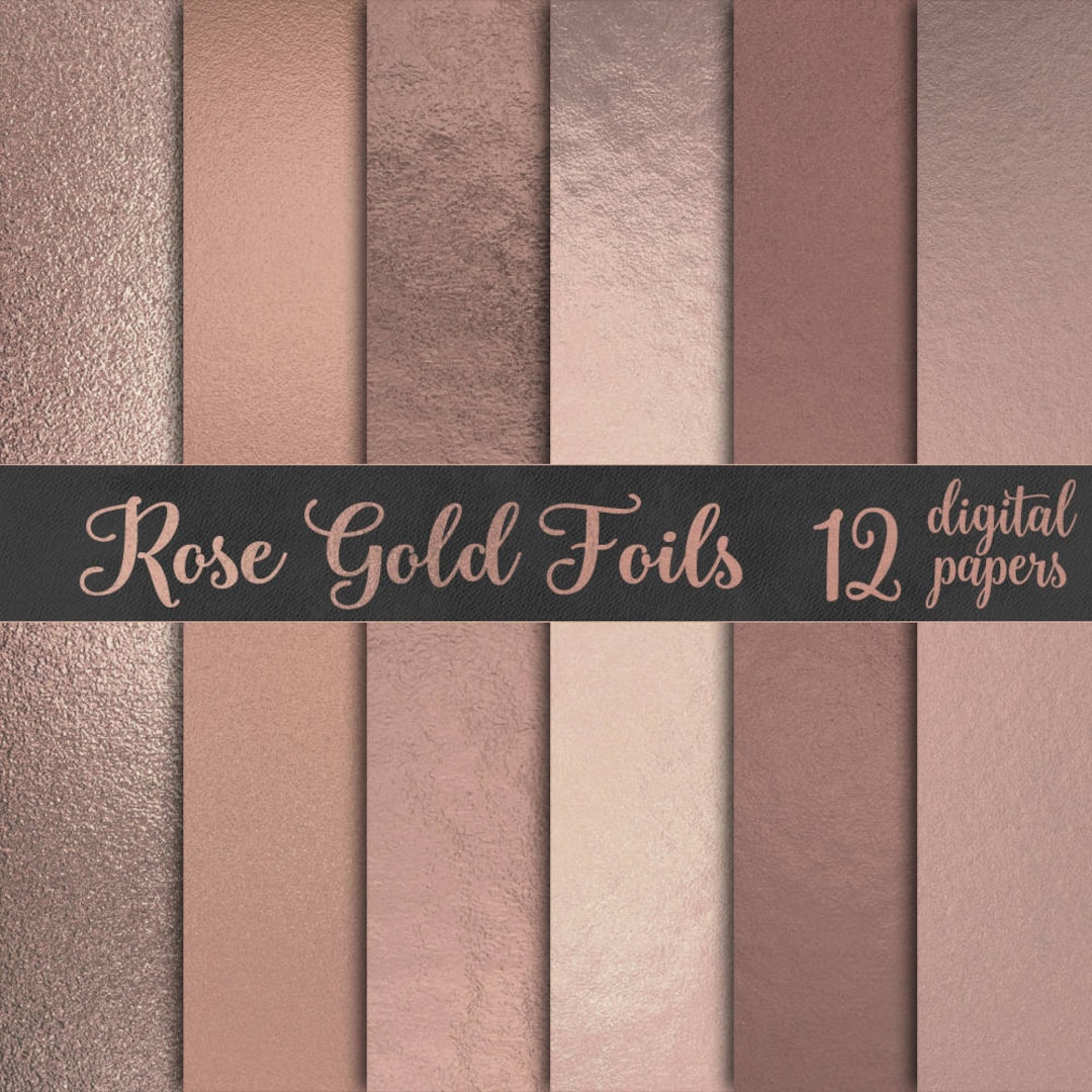 12 Rose Gold Foil Digital Papers, Rose Gold Digital Papers, Foil ...