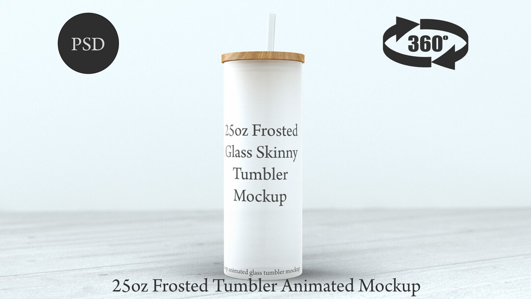25oz Frosted Glass Skinny Tumbler Animation, Tumbler Video Mockup ...