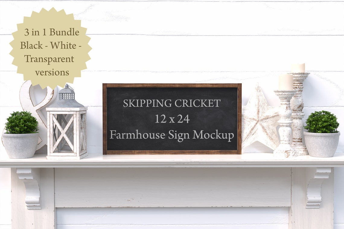 12x24 Farmhouse Sign Mockup Simple Wood Frame Cottage Styled | Etsy