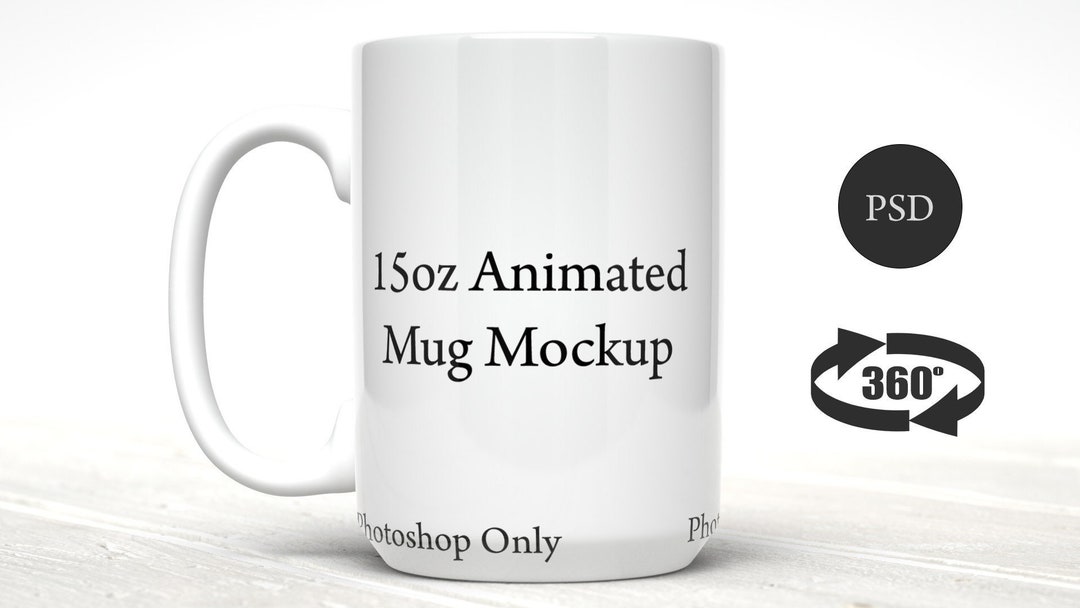 15oz White Mug Animation, Mug Video, Spinning Mug Mock Up, Animated Mug ...