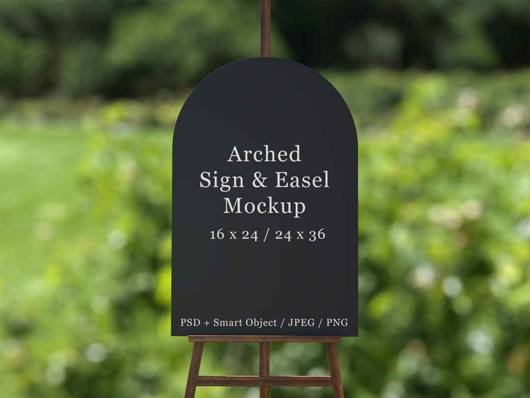 Arched Wedding Sign Mockup, Black Wedding Easel Mockup, PSD Smart ...