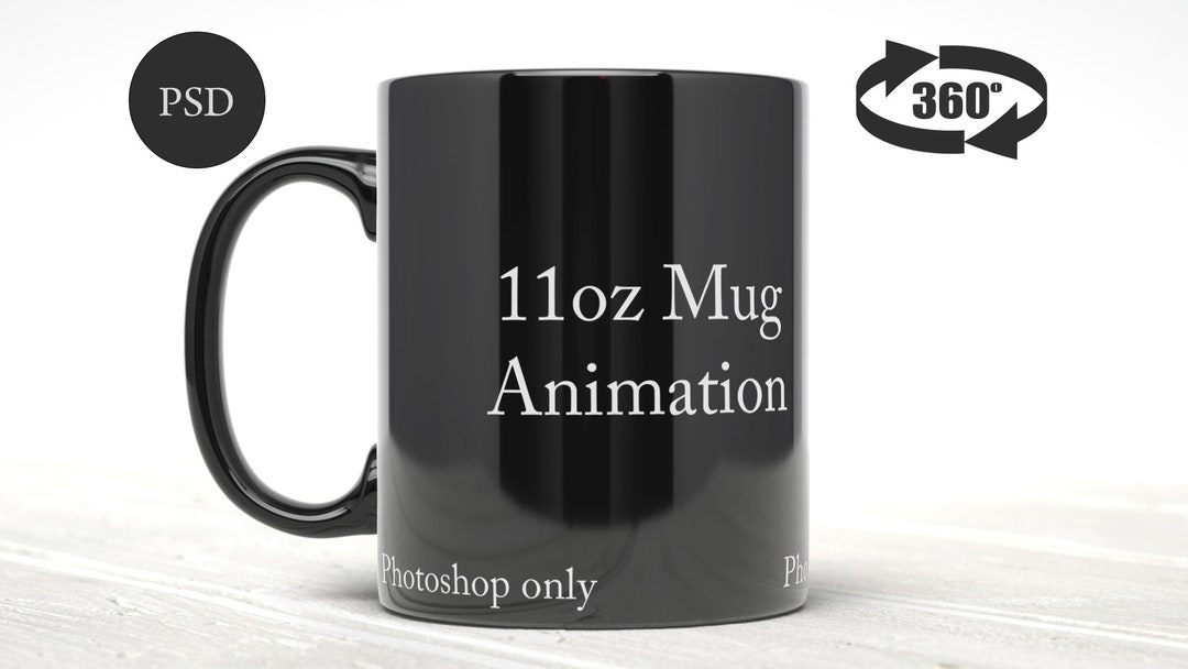 11oz Black Mug Animation, Mug Video, Spinning Mug Mock Up, Animated Mug ...