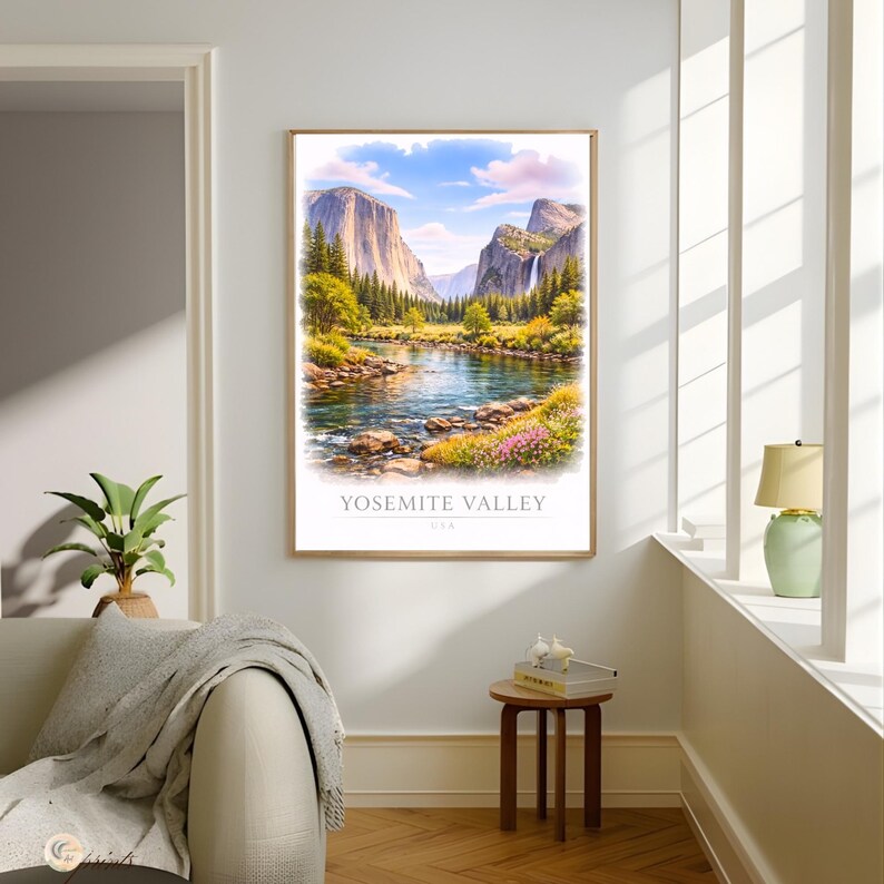 Yosemite National Park Print, Vintage Travel Poster, California Wall ...
