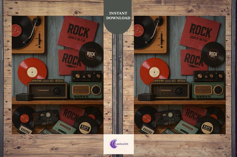 Retro Vinyl Record Player Art Print | Vintage Music Room Decor (digital ...