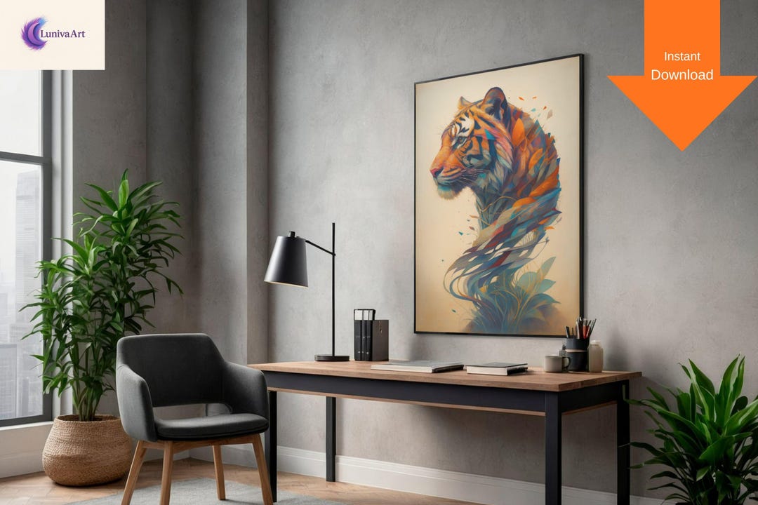 Abstract Tiger Wall Art Printable,colorful Tiger Poster, Modern Home ...