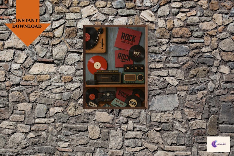Retro Vinyl Record Player Art Print | Vintage Music Room Decor (digital ...