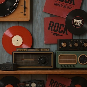Retro Vinyl Record Player Art Print | Vintage Music Room Decor (digital ...
