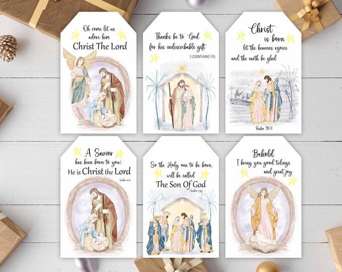 Printable Christmas Nativity Tags Instant Digital Download - Etsy